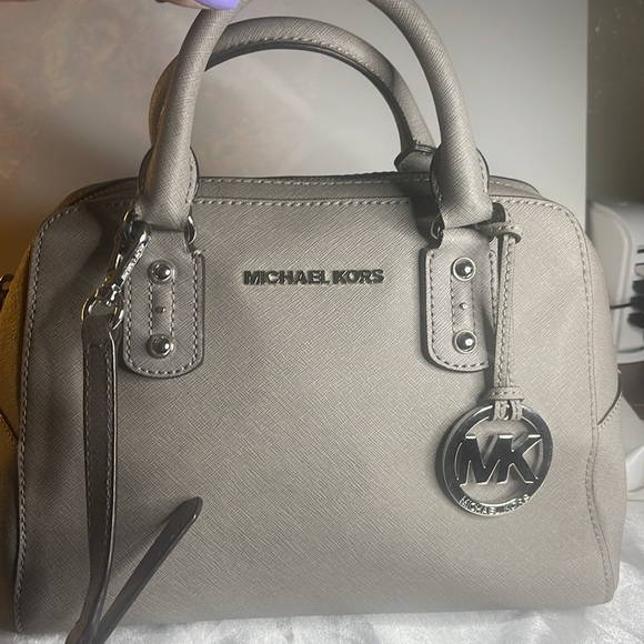 Michael Kors | Bags | Michael Kors Gray Handbagcrossbody With Silver ...